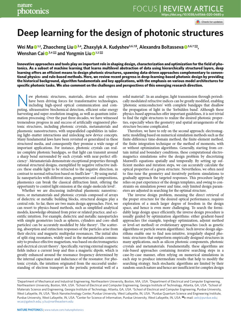 Deep Learning for the Design of Photonic Structures | PDF | Deep ...
