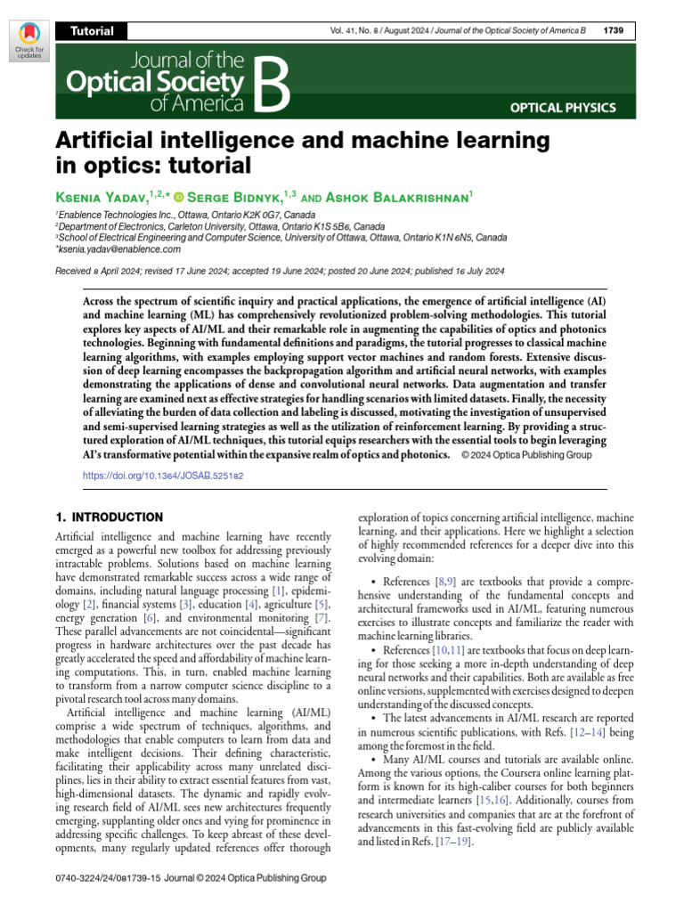 AI and Machine Learning in Optics Tutorial | PDF | Machine Learning | Support Vector Machine