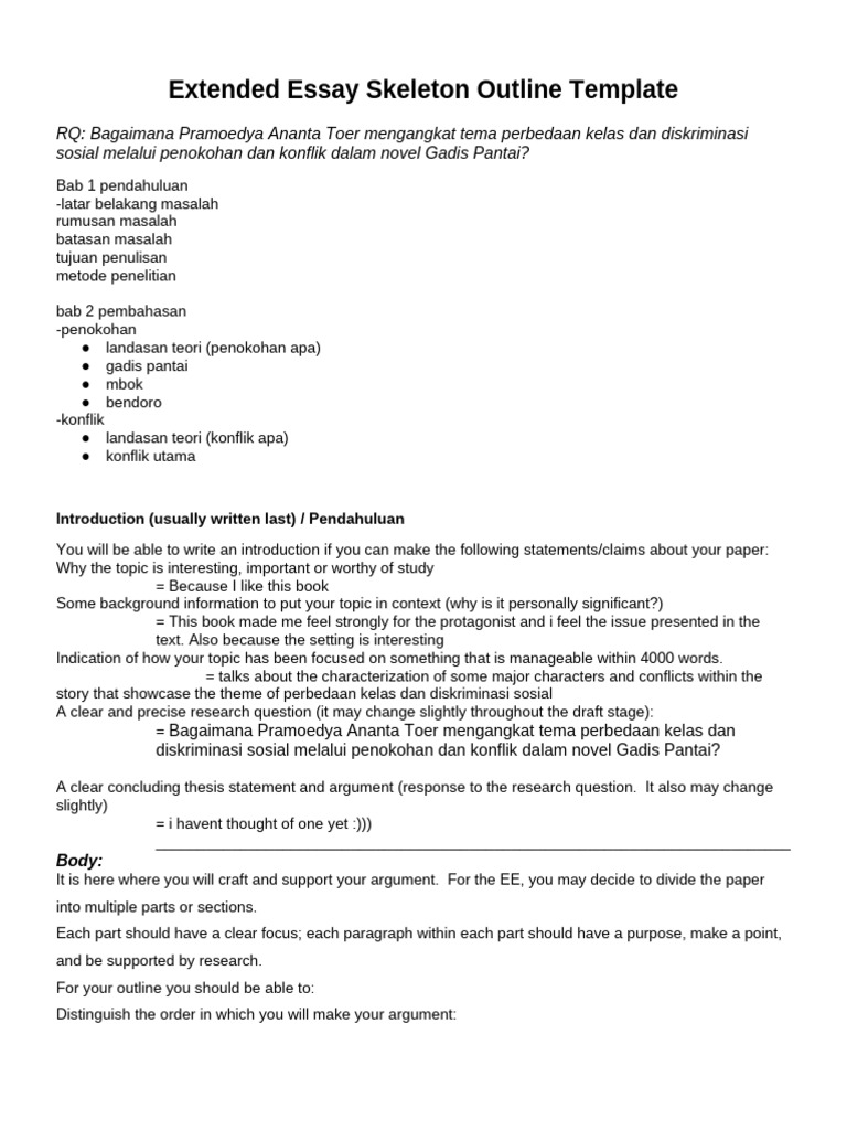 Extended Essay Outline Template | PDF | Argument | Methodology