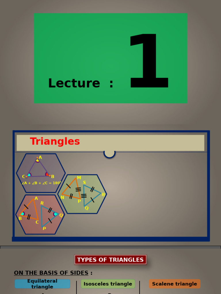 Triangles - Lecture - 1 Class 9th | PDF | Triangle | Elementary Geometry