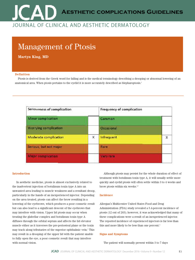 Management of Ptosis | PDF | Botulinum Toxin | Human Eye