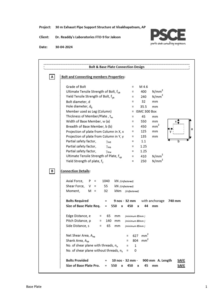 Annexure B - Bolt & Base Plate Connection Design | PDF | Screw ...