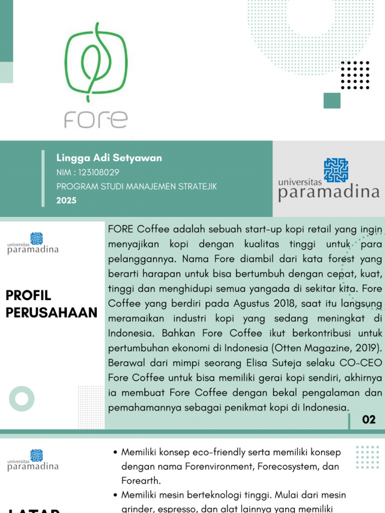 Kebijakan Perusahaan Fore Coffee Lingga Adi Setyawan (123108029) | PDF