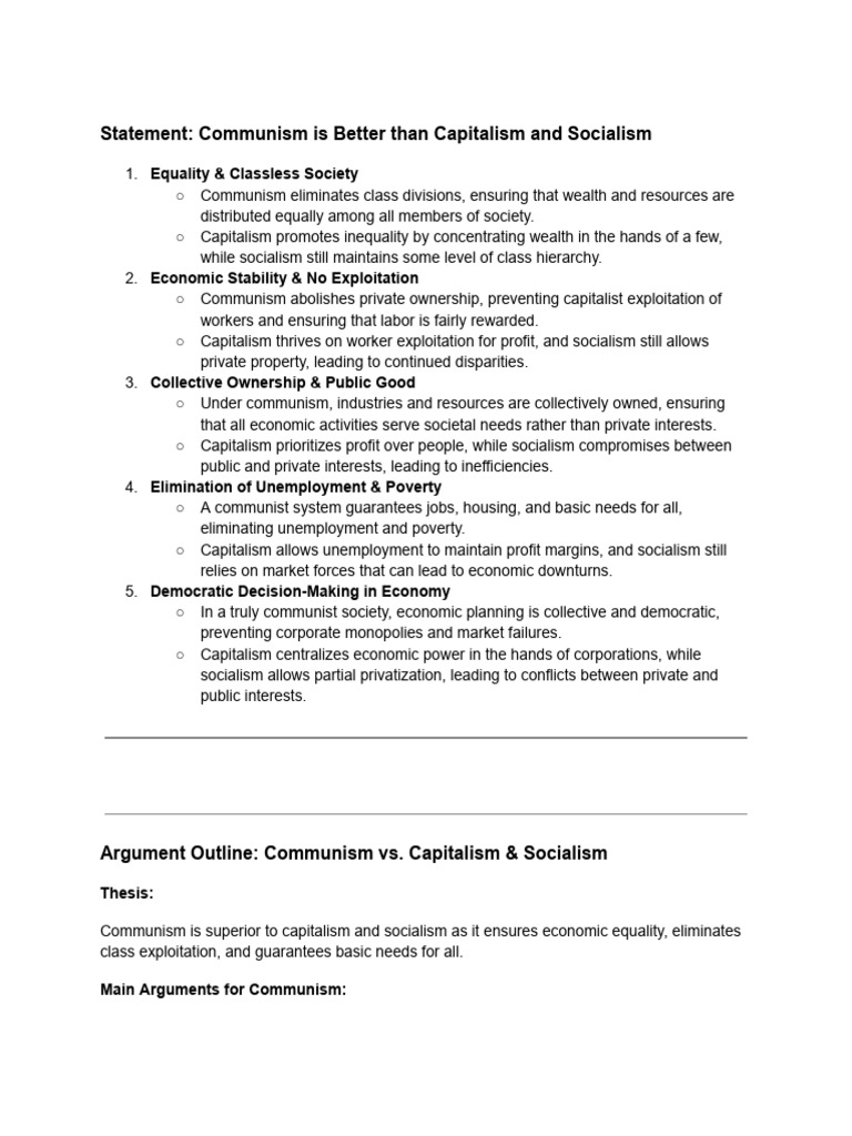 Statement - Communism Is Better Than Capitalism and Socialism | PDF ...
