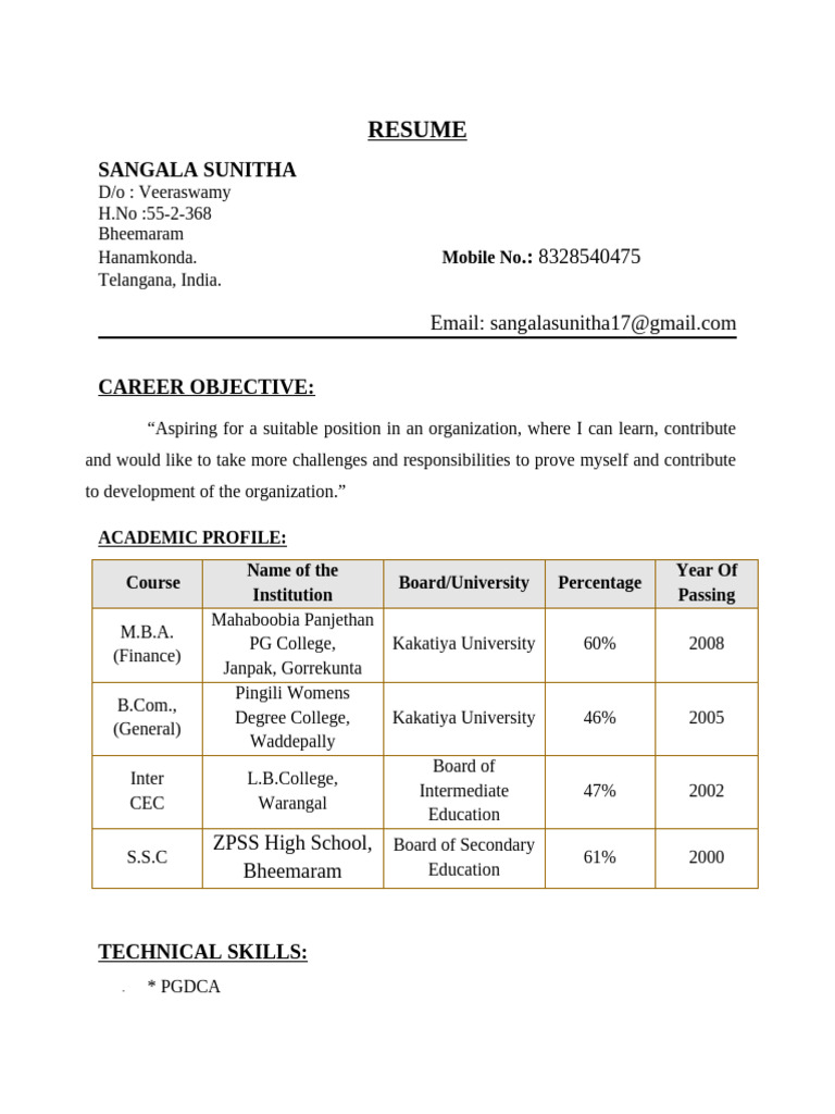 NEW Update SUNITHA CV | PDF
