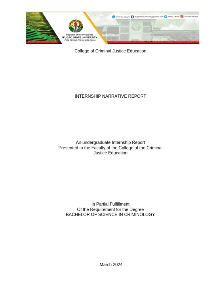 INTERNSHIP NARRATIVE REPORT Format | PDF | Criminal Law | Deviance ...