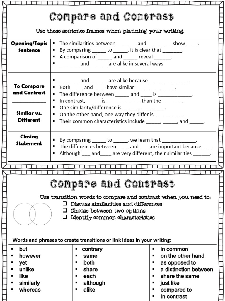Compare and Contrast Writing Guide | PDF
