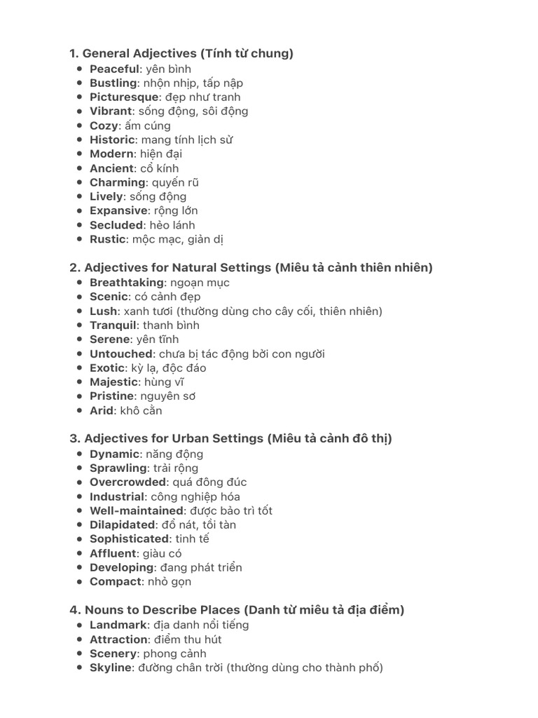 Extra Words Phrases For Places | PDF