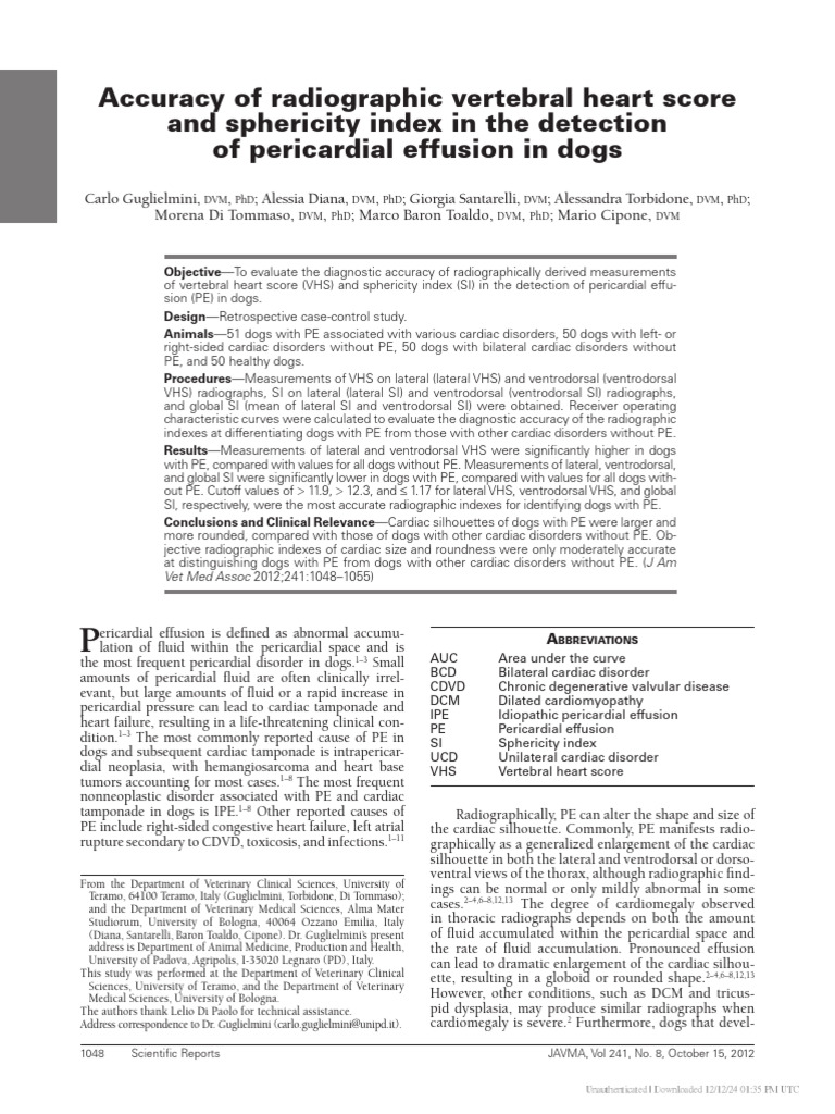 Accuracy of Radiographic Vertebral Heart Score and Sphericity Index in ...