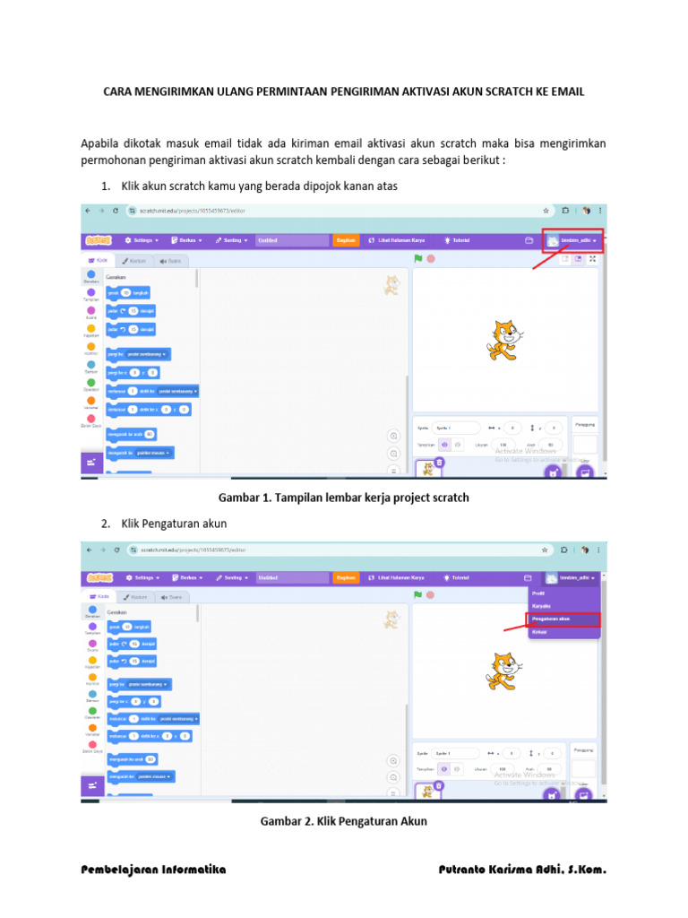 Panduan Aktivasi Akun Scratch | PDF