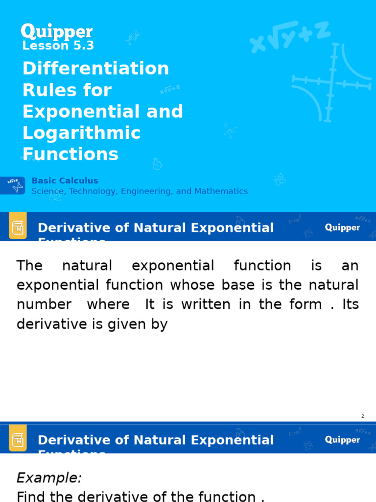 Differentiation Exponential and Logarithmic and Trigonometric Autosaved ...