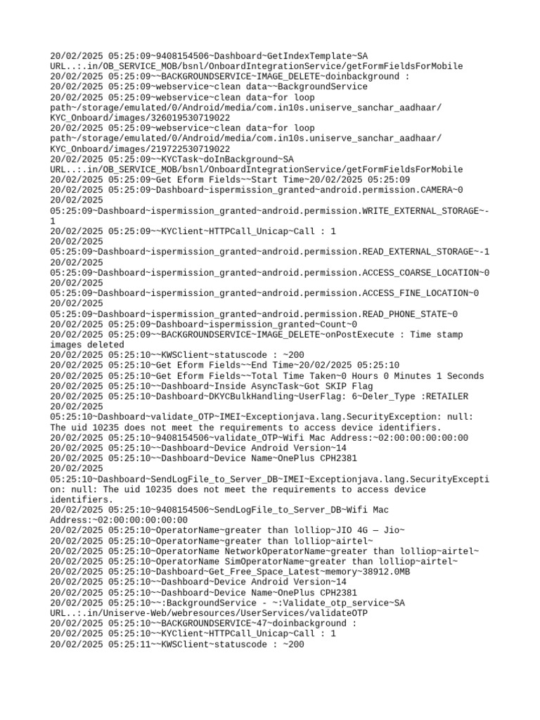 Bsnl Mobile Kyc And Permissions Log Pdf Mobile Technology Mobile