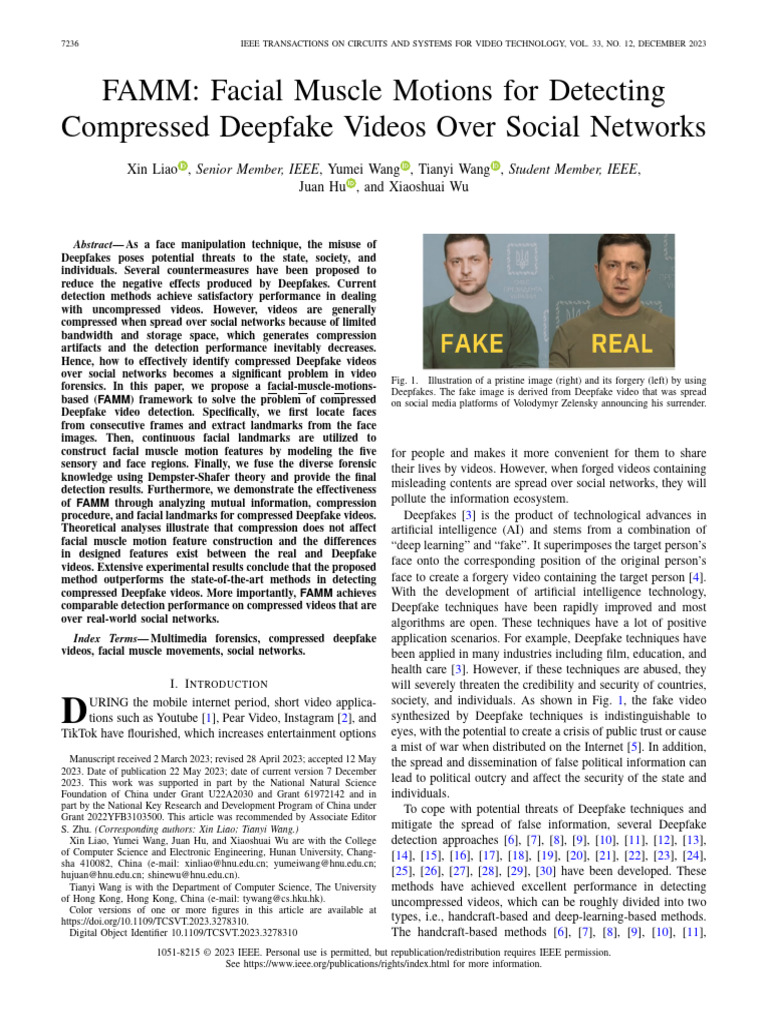 Detecting Compressed Deepfakes via Facial Muscle Movements | PDF | Data ...