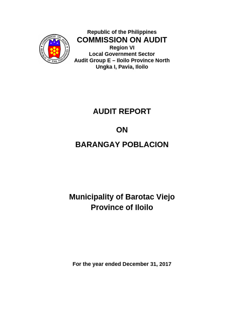 Iloilo Province Barangay Audit Report 2017 | PDF
