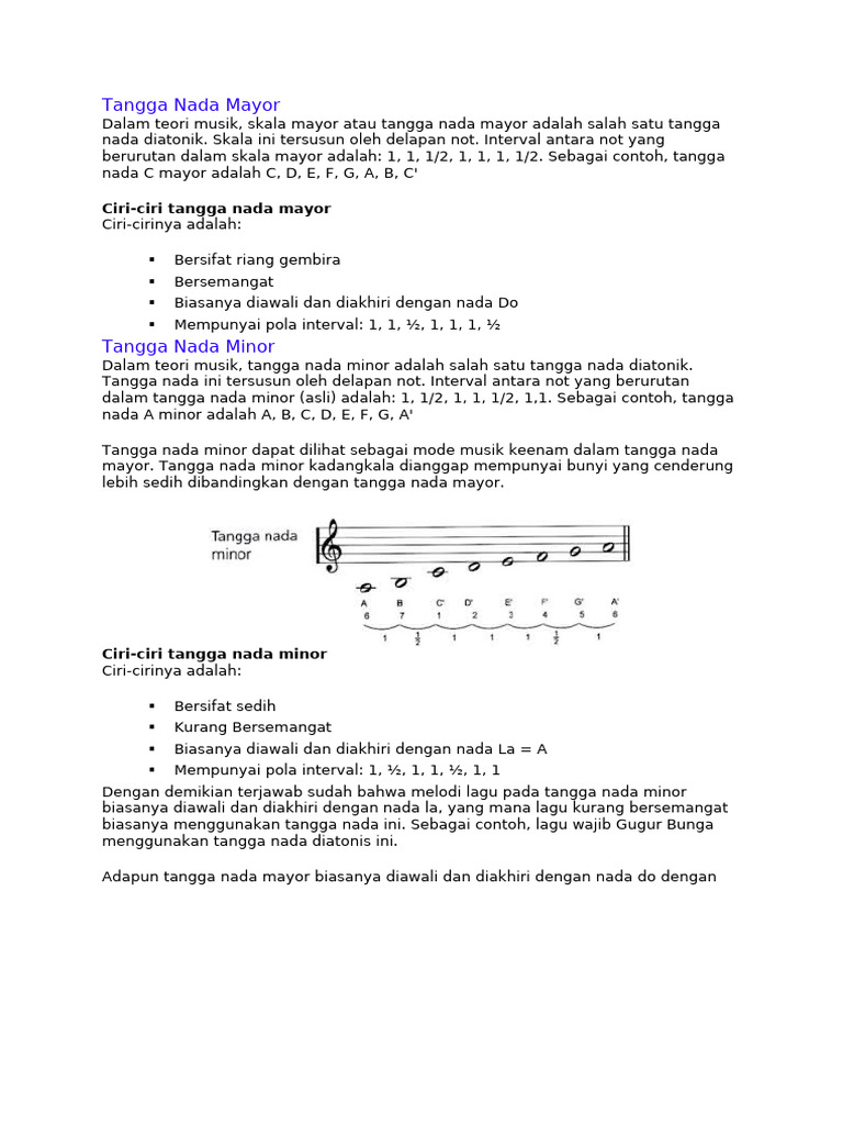 Ciri-Ciri Tangga Nada Mayor | PDF
