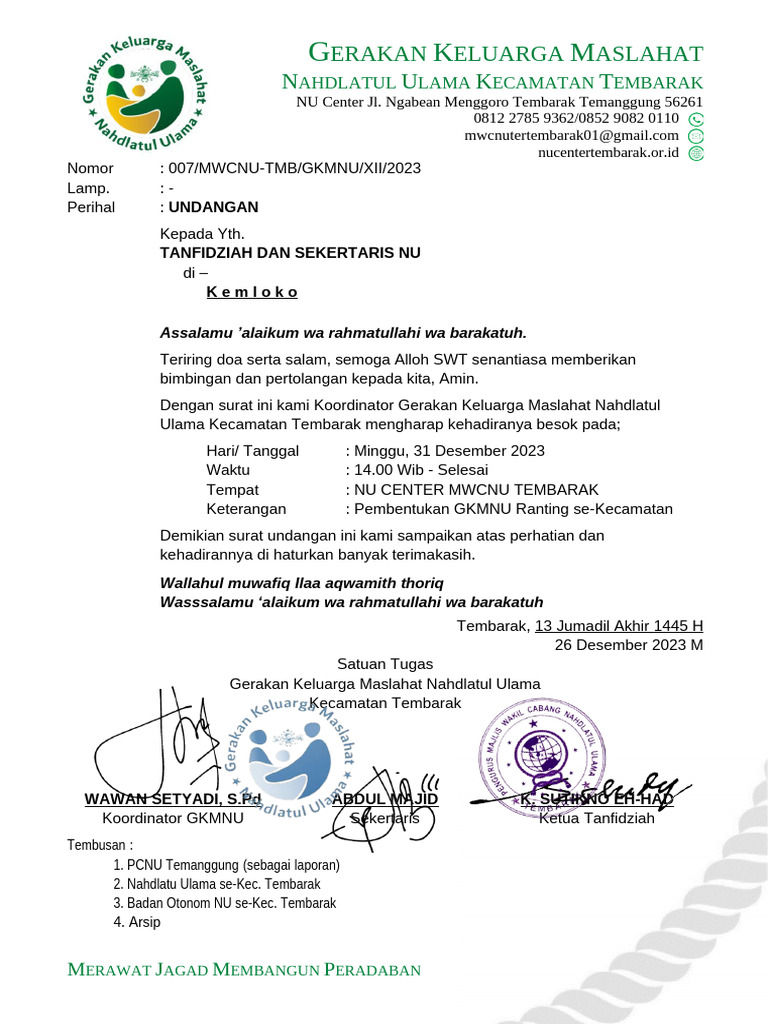 007 Undangan Gkmnu Ranting | PDF