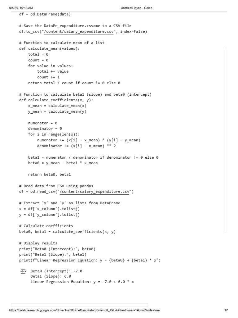 Linear regression - Colab | PDF