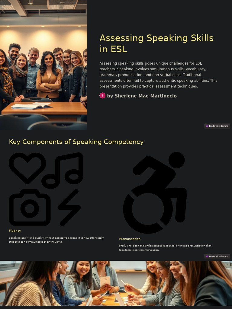 ESL Speaking Skills Assessment Guide | PDF