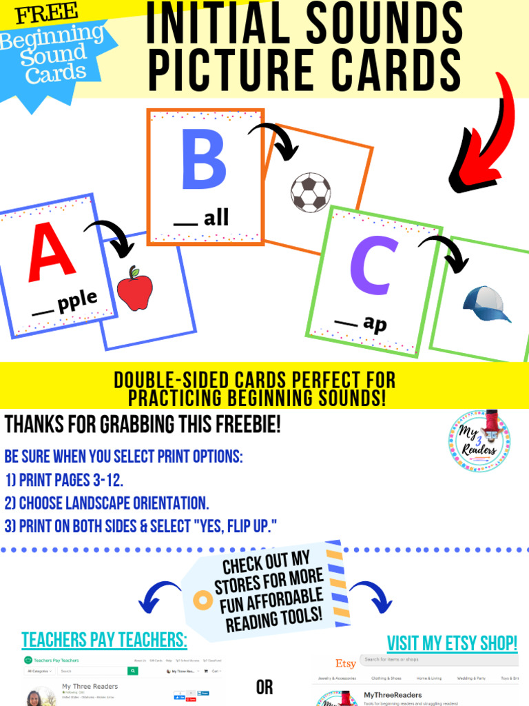 Free Double-Sided Beginning Sounds Cards | PDF
