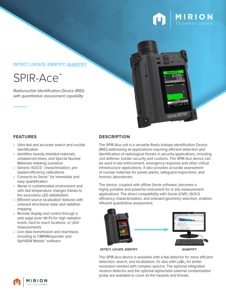 spc-214 Spir-Ace Genie Spec Sheet | PDF | Nuclear Physics