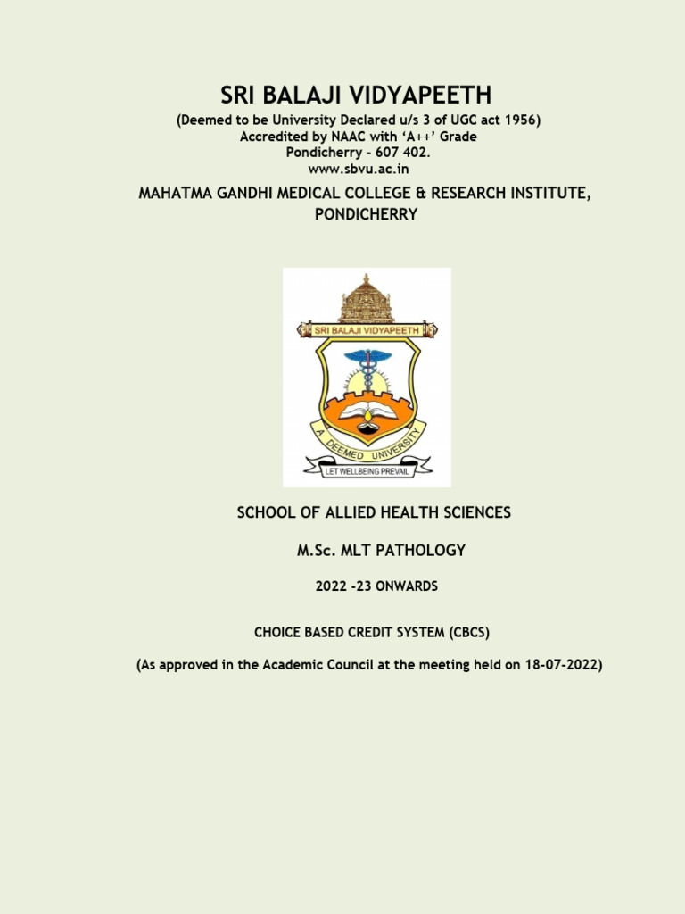 M.SC MLT Pathology Syllabus | PDF | Pathology | Medicine