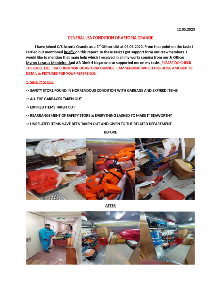 Lsa Condition Report For Astoria Grande | PDF | Cabin (Ship) | Shipping