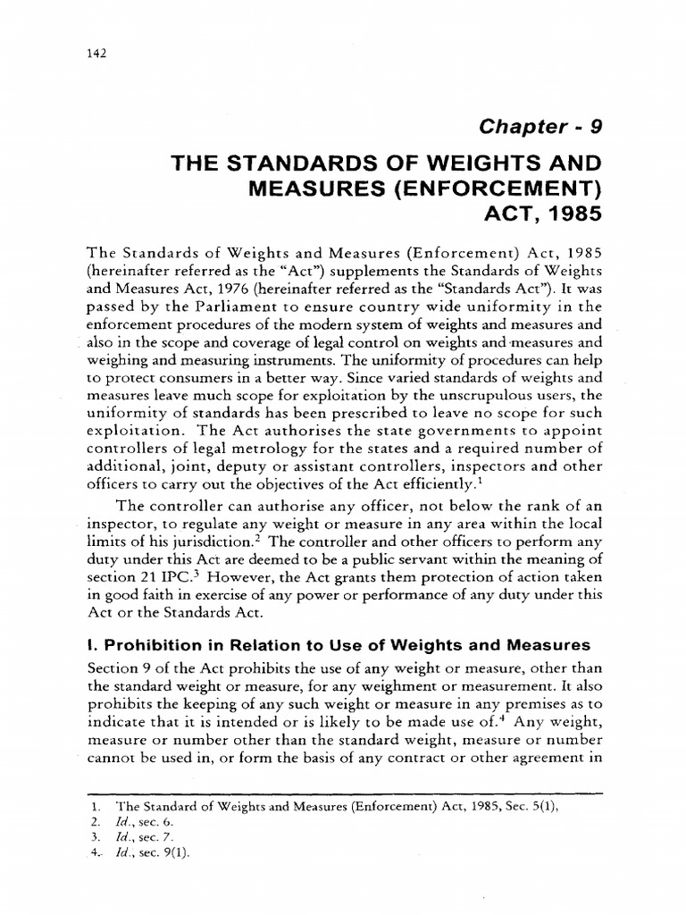 The Standards of Weights and Measures (Enforcement) Act 1985 | PDF ...