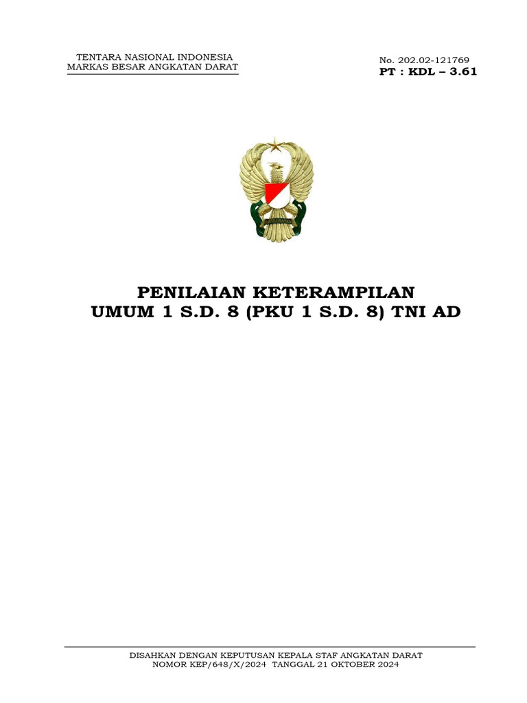 (2024) Juknis Pku 1 S.D. 8 Tni Ad | PDF