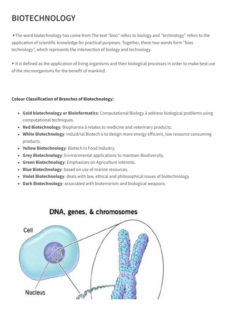 Overview of Biotechnology and Genetics | PDF | Cell Potency | Dna