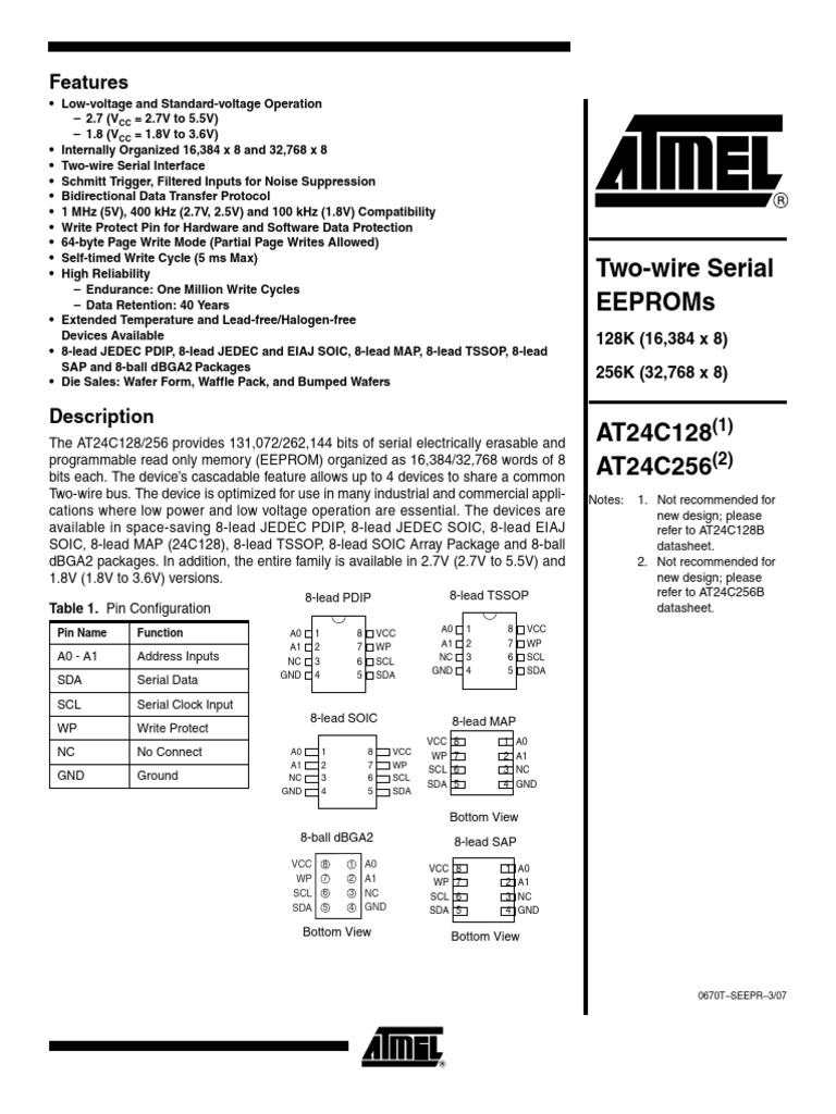 Atmel At24c256 Eeprom Marked | PDF | Computer Engineering | Digital Electronics