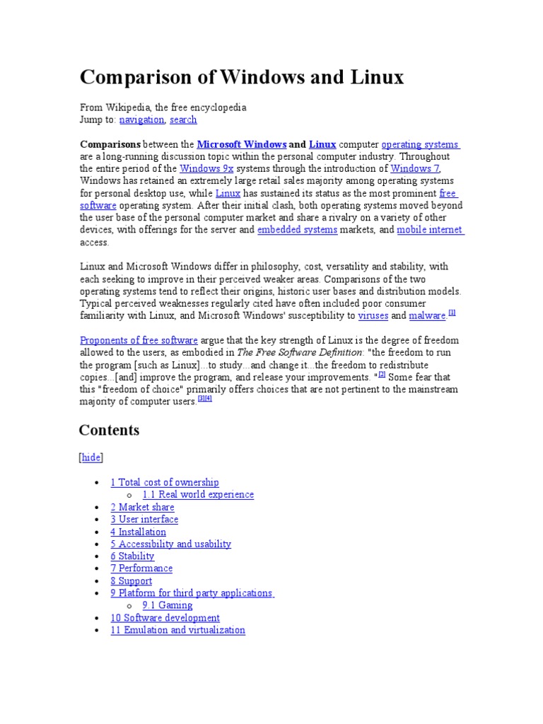 Comparison of Windows and Linux | PDF | Linux | Scheduling (Computing)