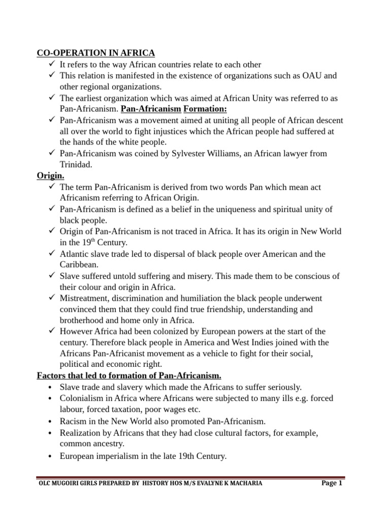 Pan-Africanism and African Unity Efforts | PDF | Pan Africanism ...