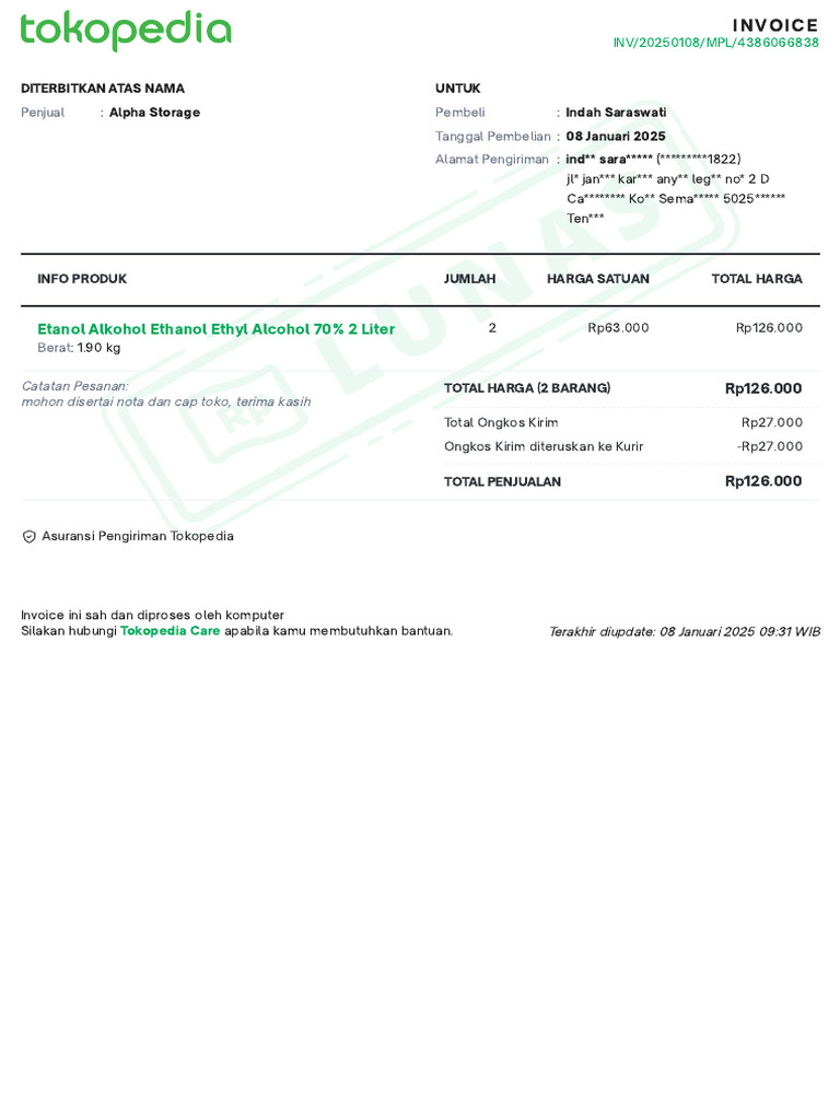 Invoice _ Tokopedia | PDF