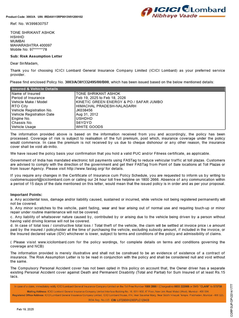 Com - Icicilombard TWIPC P0405003003A38133249500B00 | PDF | Insurance ...