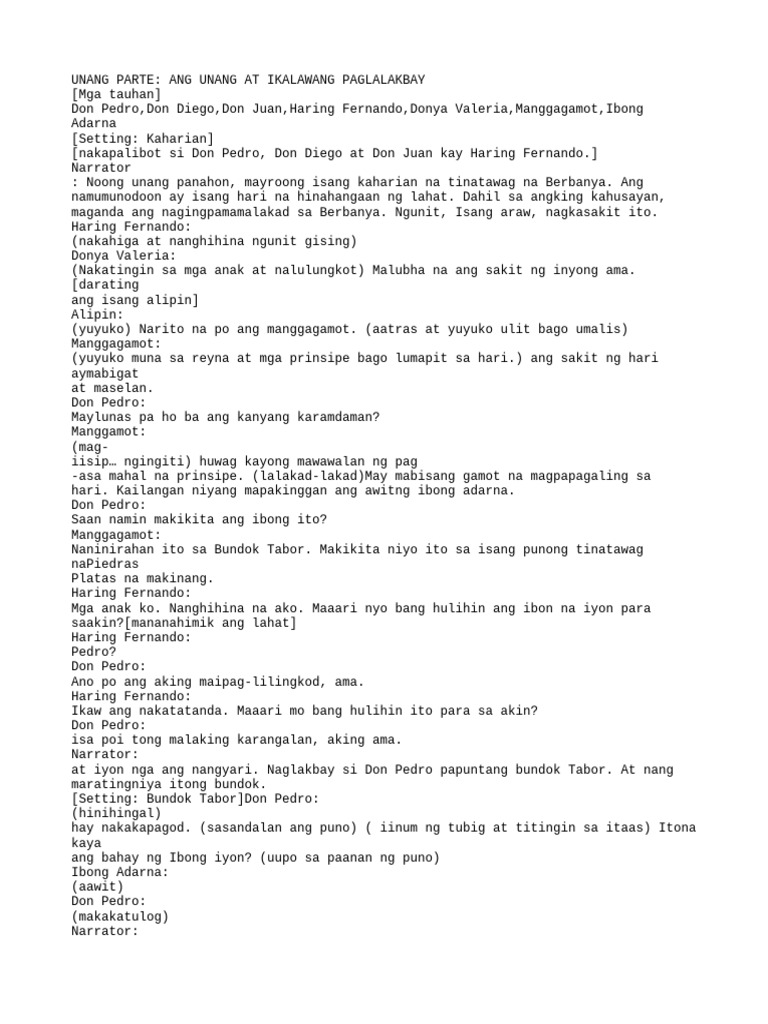 Ibong Adarna Full Script | PDF