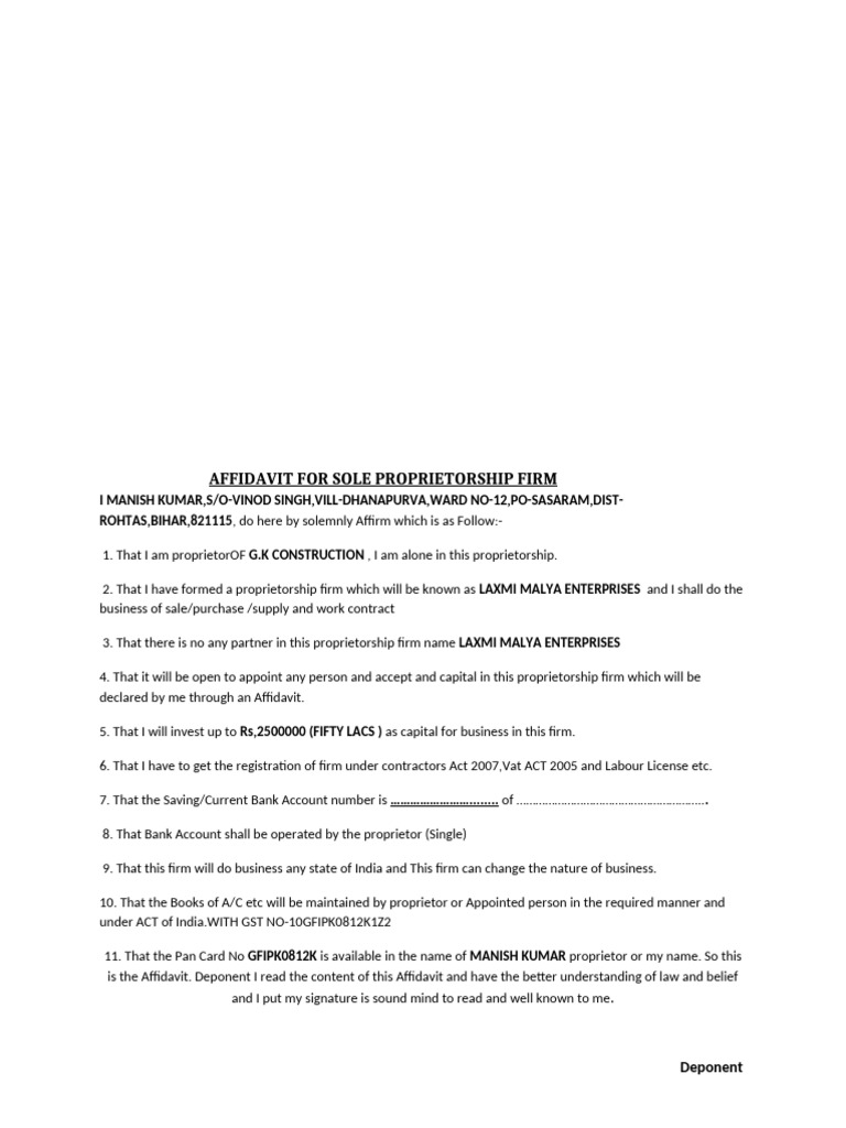 4TH Grade Firm Registration Affidevit | PDF