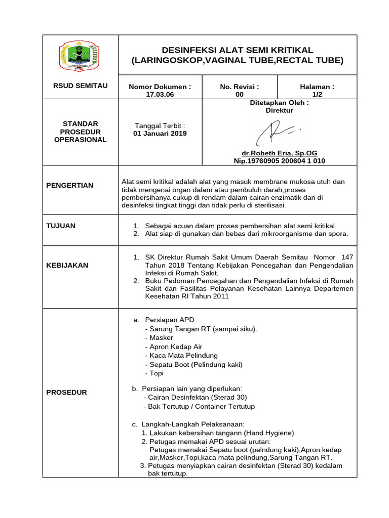 Spo Desinfeksi Alat Semi Kritikal | PDF