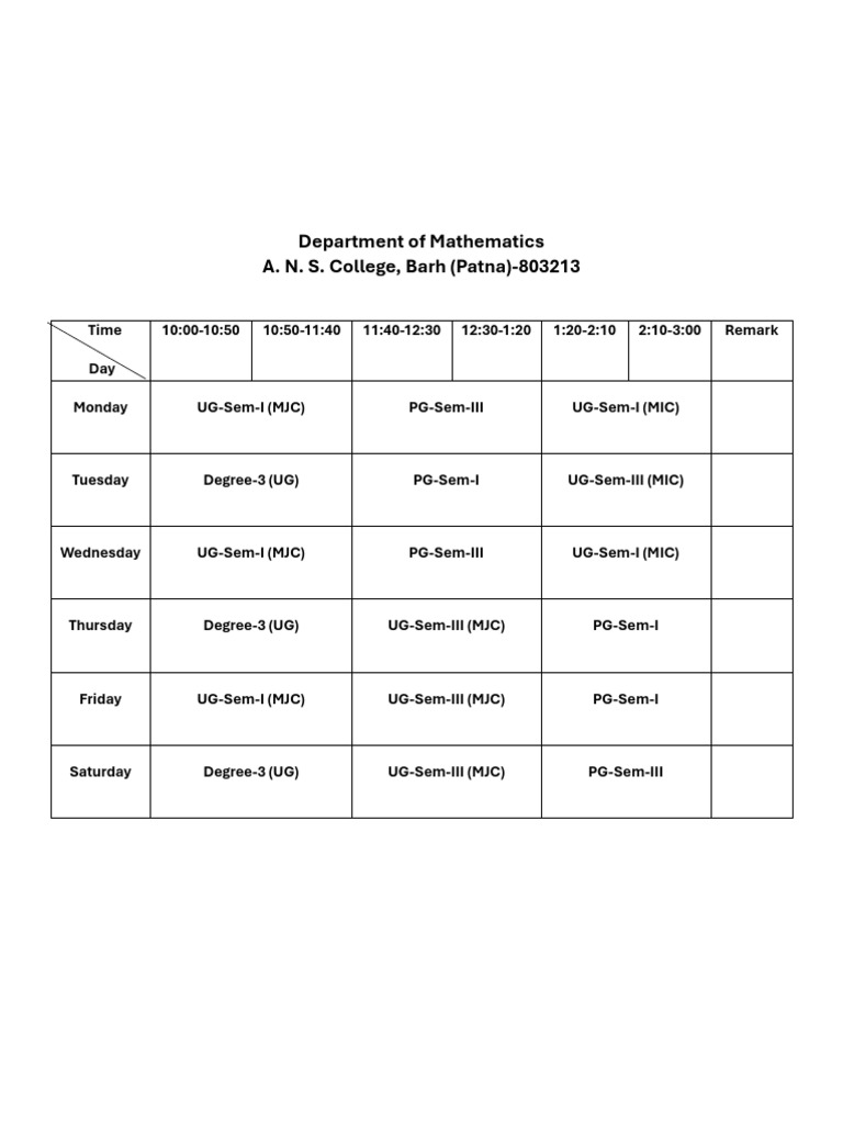 Time Table Math | PDF