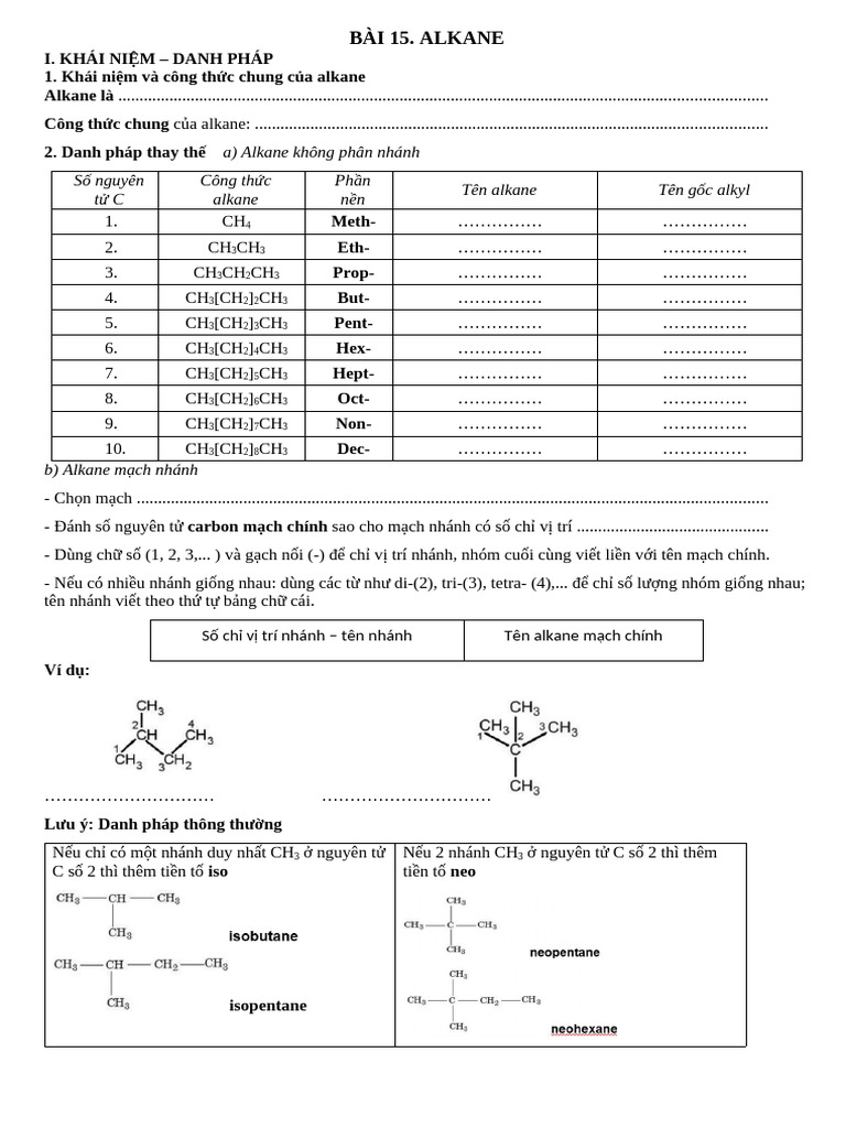 Bài 15. Alkane | PDF