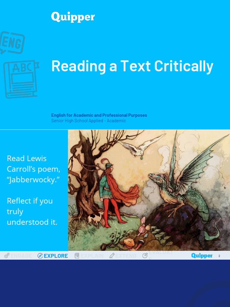 Lesson 3 Reading a Text Critically | PDF | Evaluation | Critical Thinking