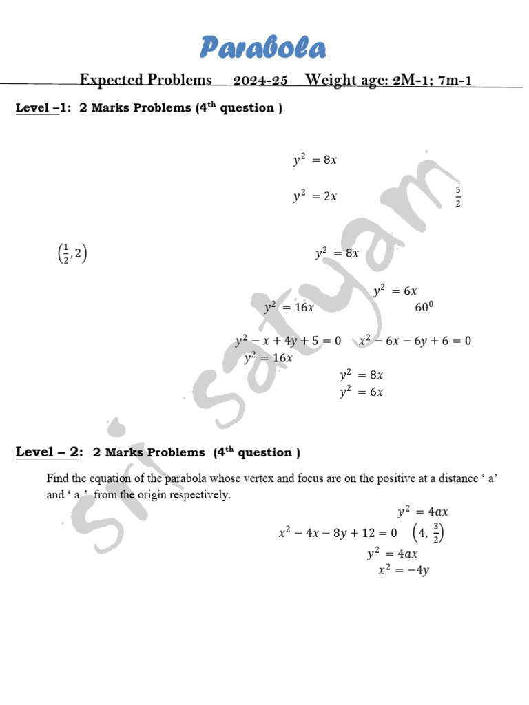 Parabola Exptd 2024-25 - 112729 | PDF | Manifold | Euclidean Plane Geometry