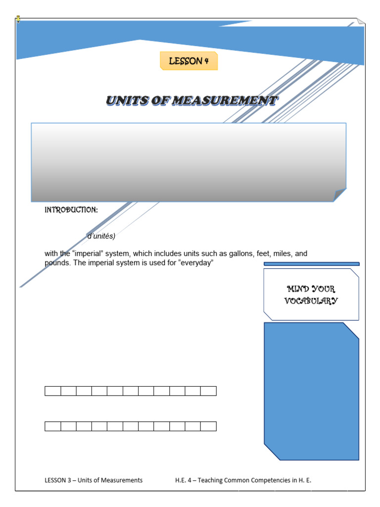 Lesson 4 Unit of Measurements 3 | PDF | International System Of Units | Kilogram