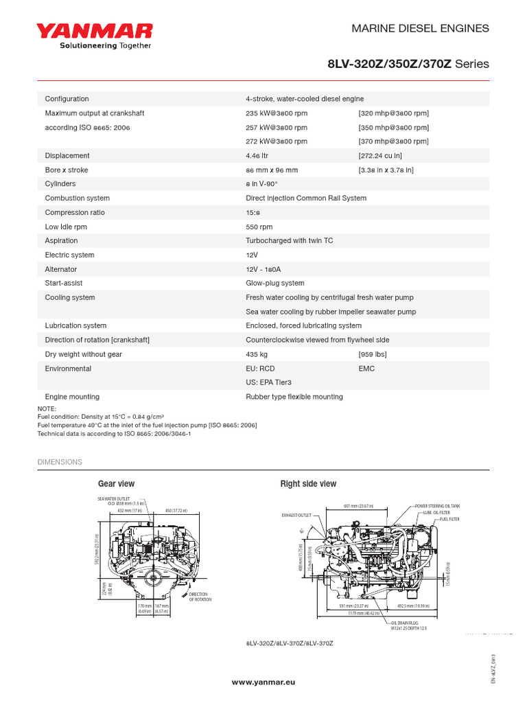 Yanmar-8LV-320Z-8LV-370Z datasheet.pdf | PDF | Diesel Engine | Pump