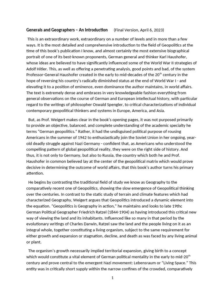 Generals and Geographers - An Introduction, by Dean M. Meyers. - Sir ...