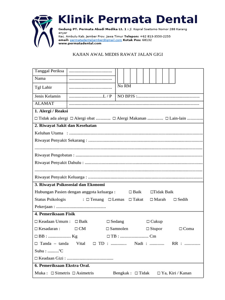 Form Rawat Jalan Gigi | PDF