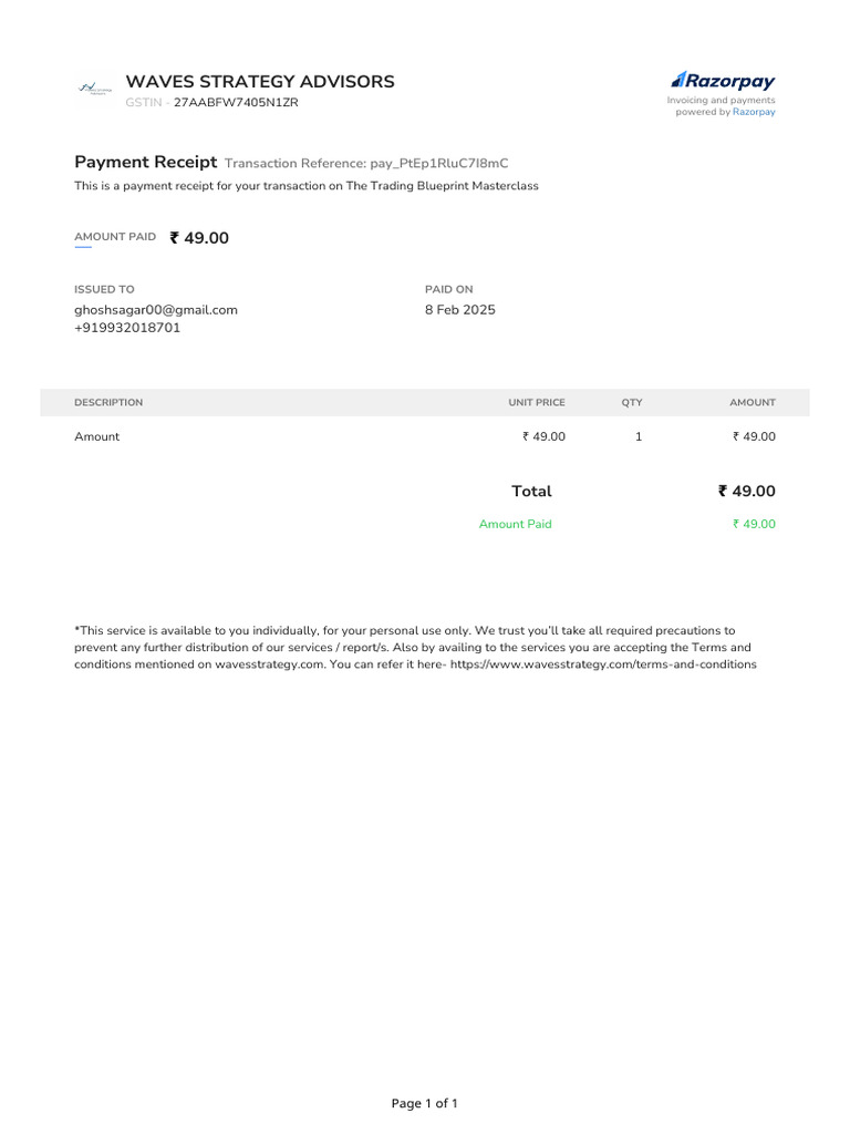 Receipt Pay - Ptep1rluc7i8mc From Waves Strategy Advisors (Paid) | PDF