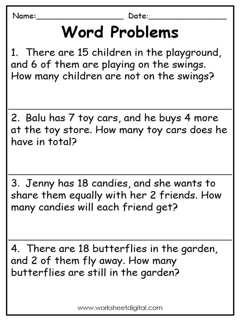 Word Problems Grade 1 W3 4awwil | PDF