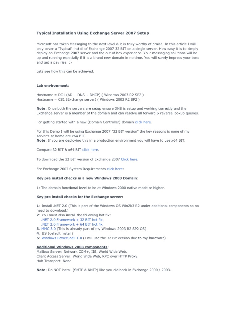 Typical Installation Using Exchange Server 2007 Setup | Download Free ...