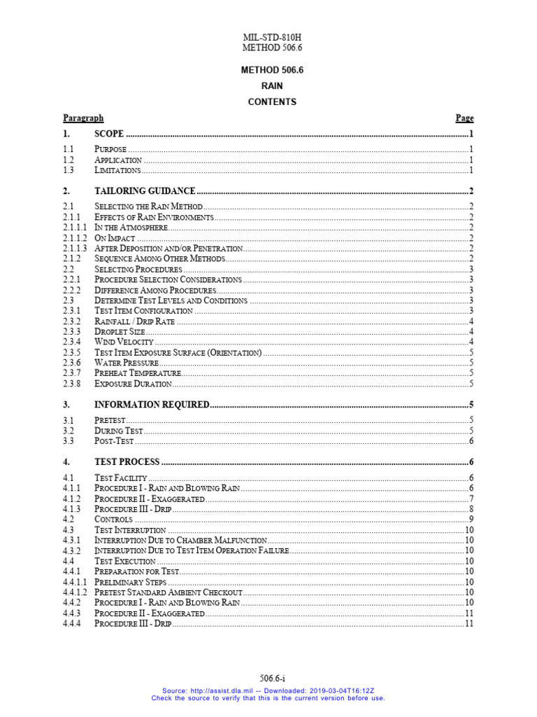 MIL-STD-810H Method 506.6: Rain Testing | PDF | Rain | Drop (Liquid)