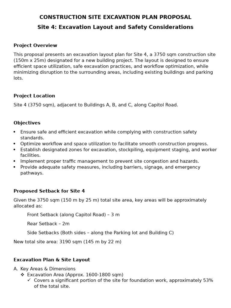 Site 4 Excavation Layout Proposal | PDF | Safety | Traffic